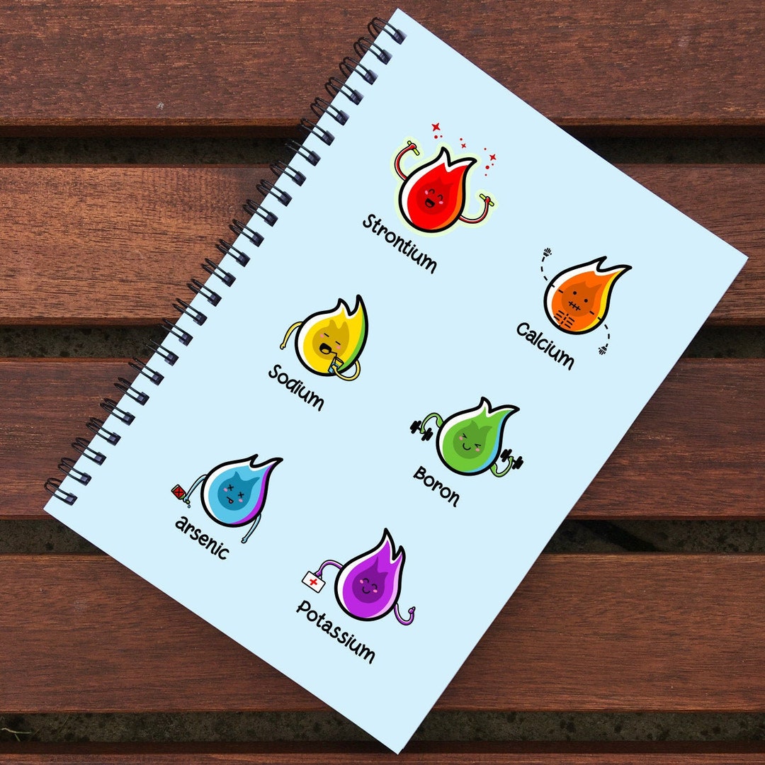Flaming Elements Spiral Notebook Size A5 - Cute Chemistry Science ...