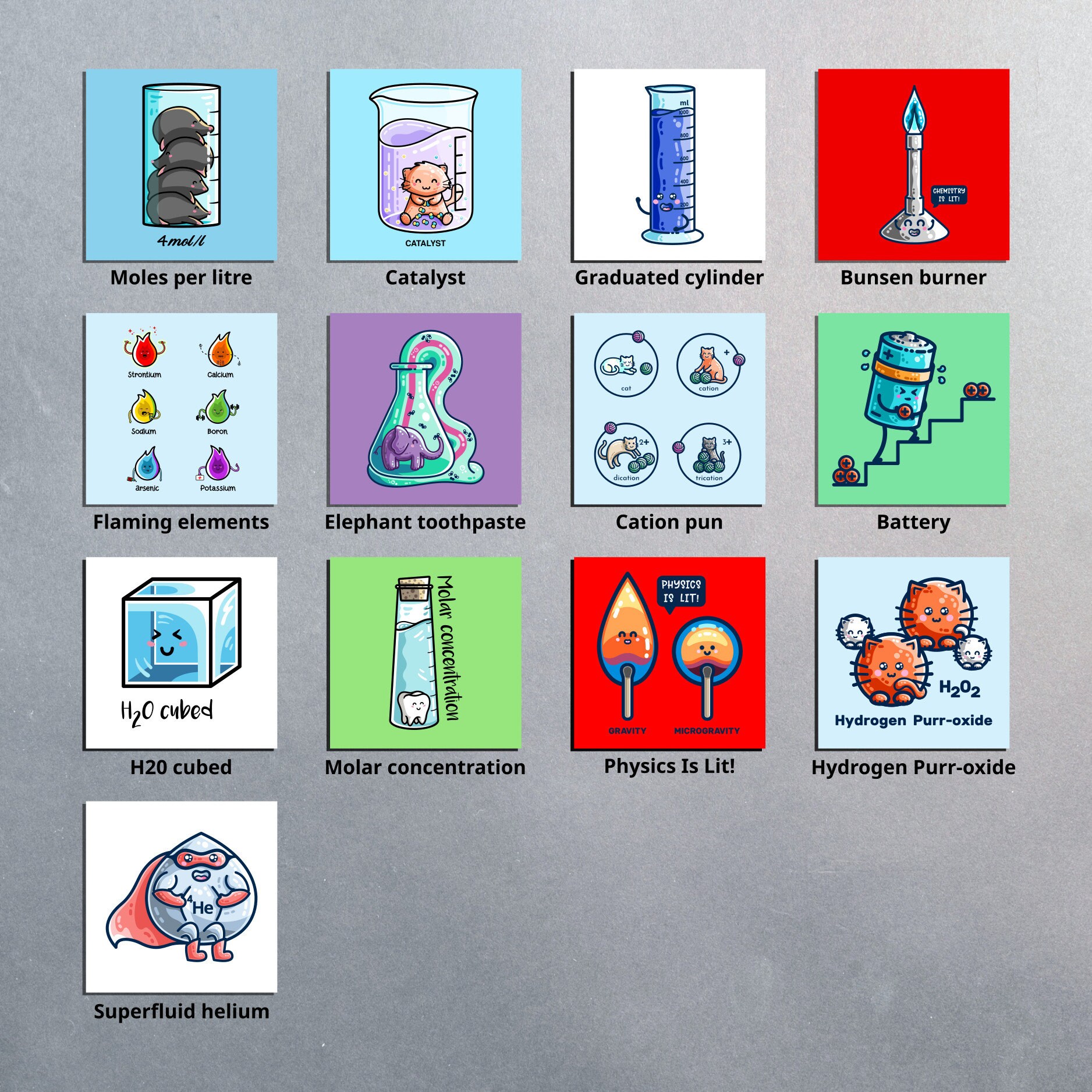 Set of 4 Science Themed Fridge Magnets Chemistry Magnets | Etsy