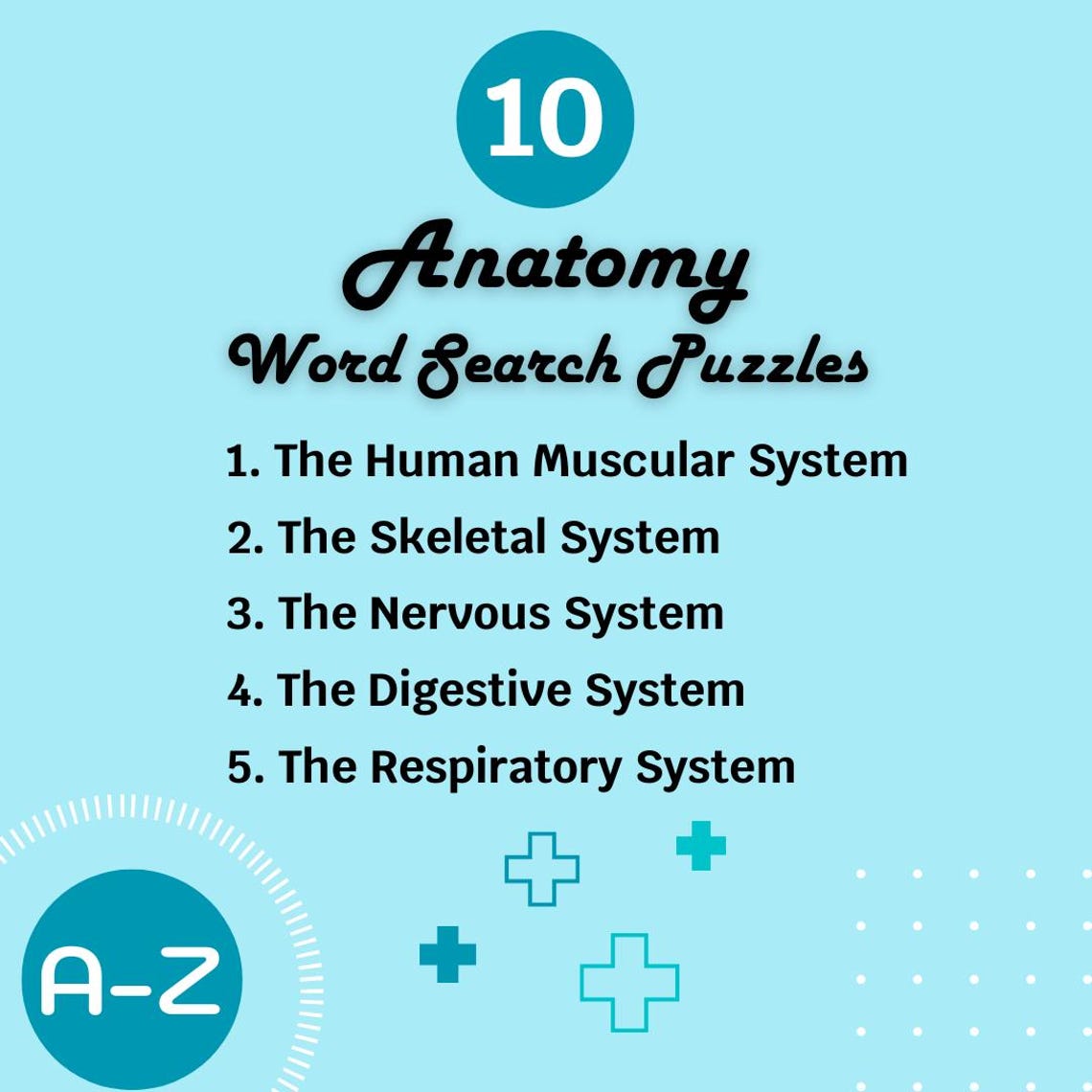 10 Anatomy Word Search Puzzles, Printable PDF for Instant Download ...