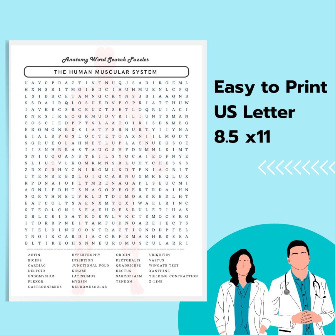 10 Anatomy Word Search Puzzles, Printable PDF for Instant Download ...