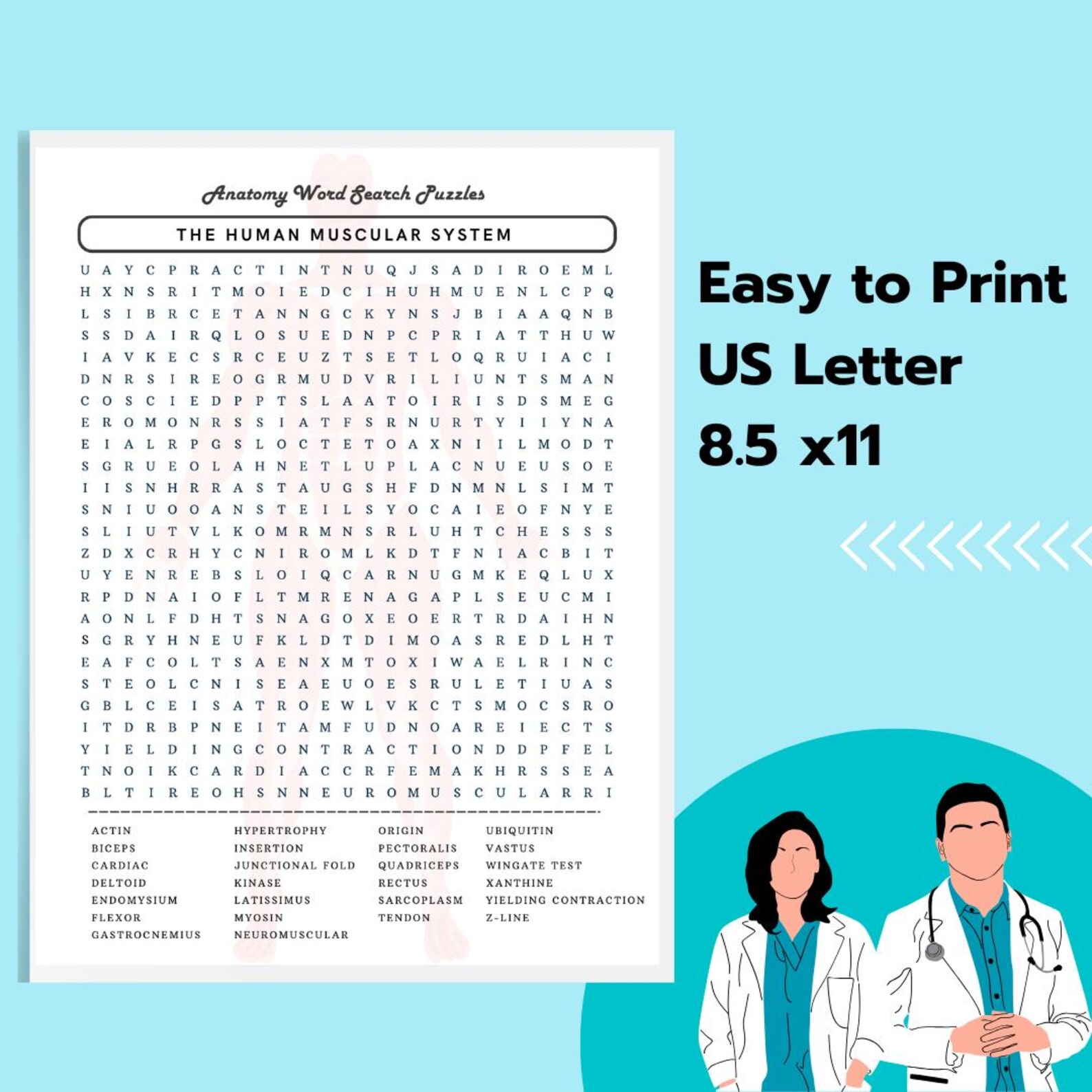 10 Anatomy Word Search Puzzles, Printable PDF for Instant Download ...
