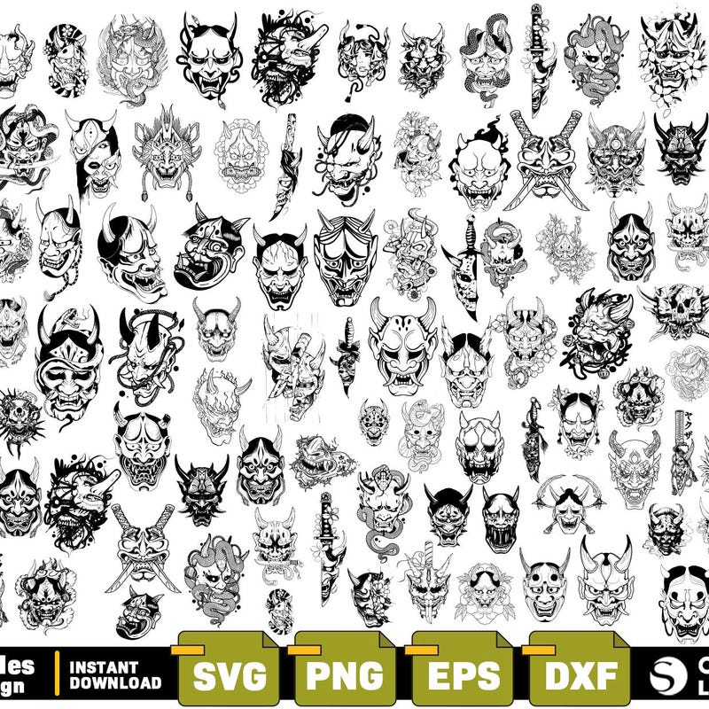 Demon Mask Vector - Etsy UK