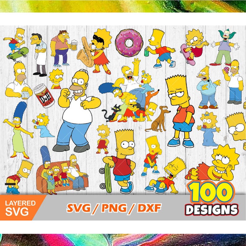 Simpsons Clip Art Bundle, Simpsons Svg Cut Files for Cricut ...