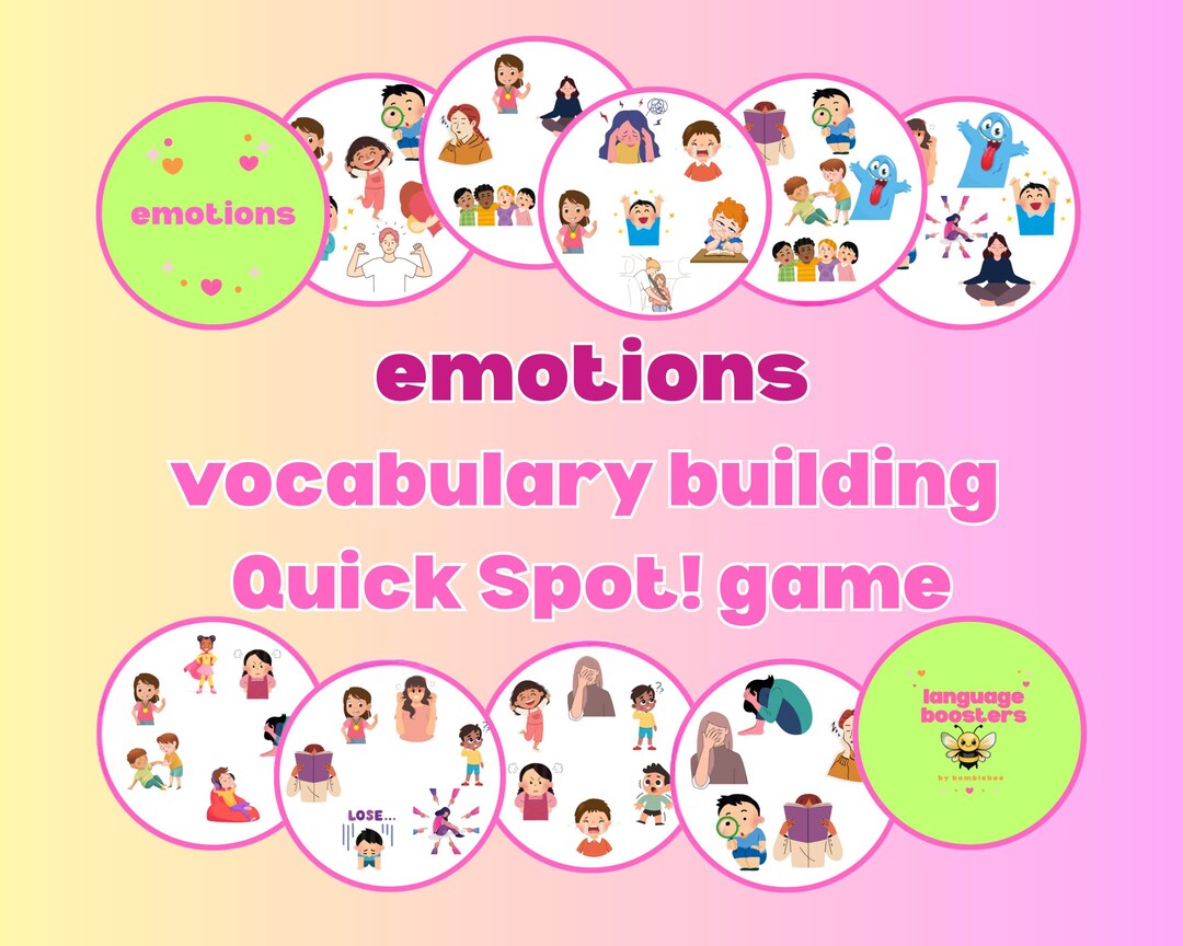Quick Spot! Emotions Vocabulary Game | Printable Feelings Matching Game ...