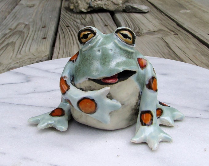 Bullfrog Rattle Sculpture Made With Porcelain Clay - Sound Maker Animal ...
