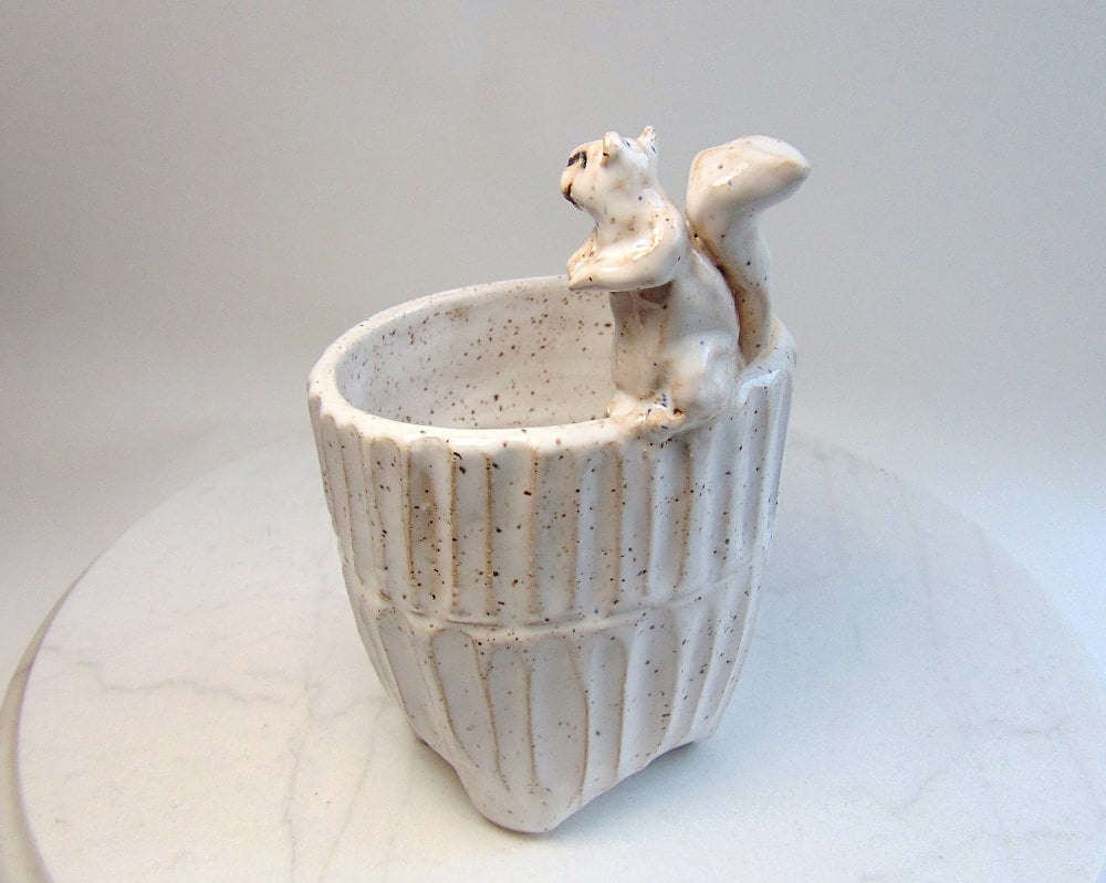 Squirrel Pottery Vase - Pencil Holder - Nut Bowl - Wheel Thrown ...