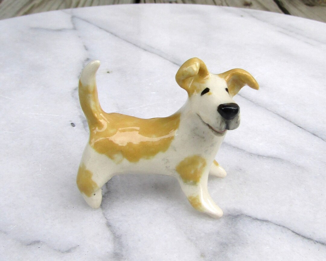 Tan and White Spotted Jack Russell Hand Sculpted Porcelain Figurine - Etsy