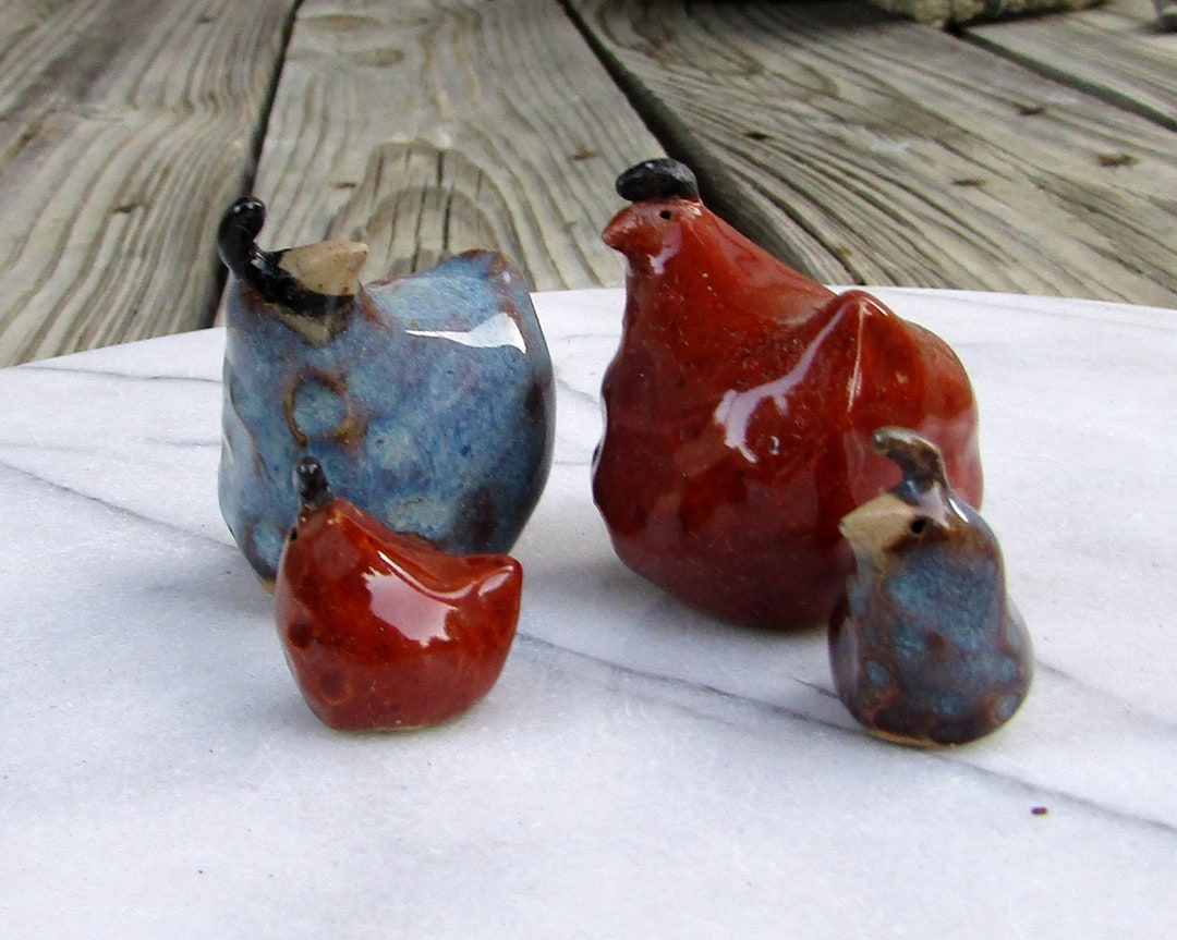 Quail Family Set of Four Hand Sculpted Miniature Figurines - Etsy