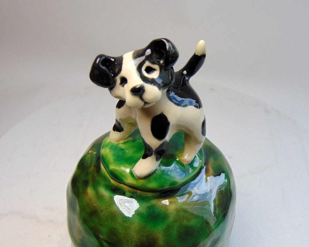 Terrier Puppy Sculpted Animal Pottery Collectible Bell - Wheel Thrown ...
