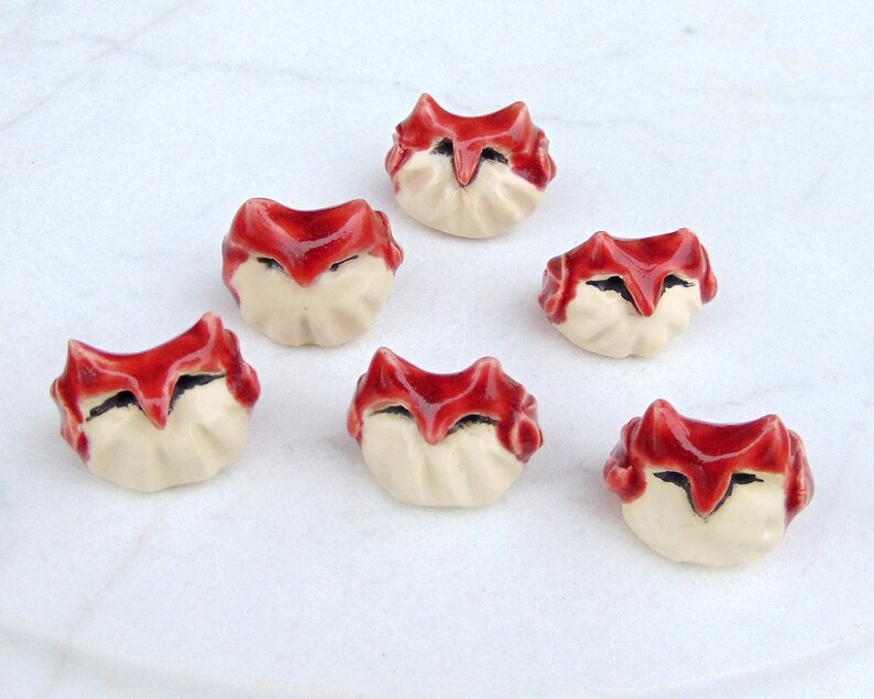 Red Owl Terrarium Figurines (set of 3) - Ceramic Owl Miniature ...