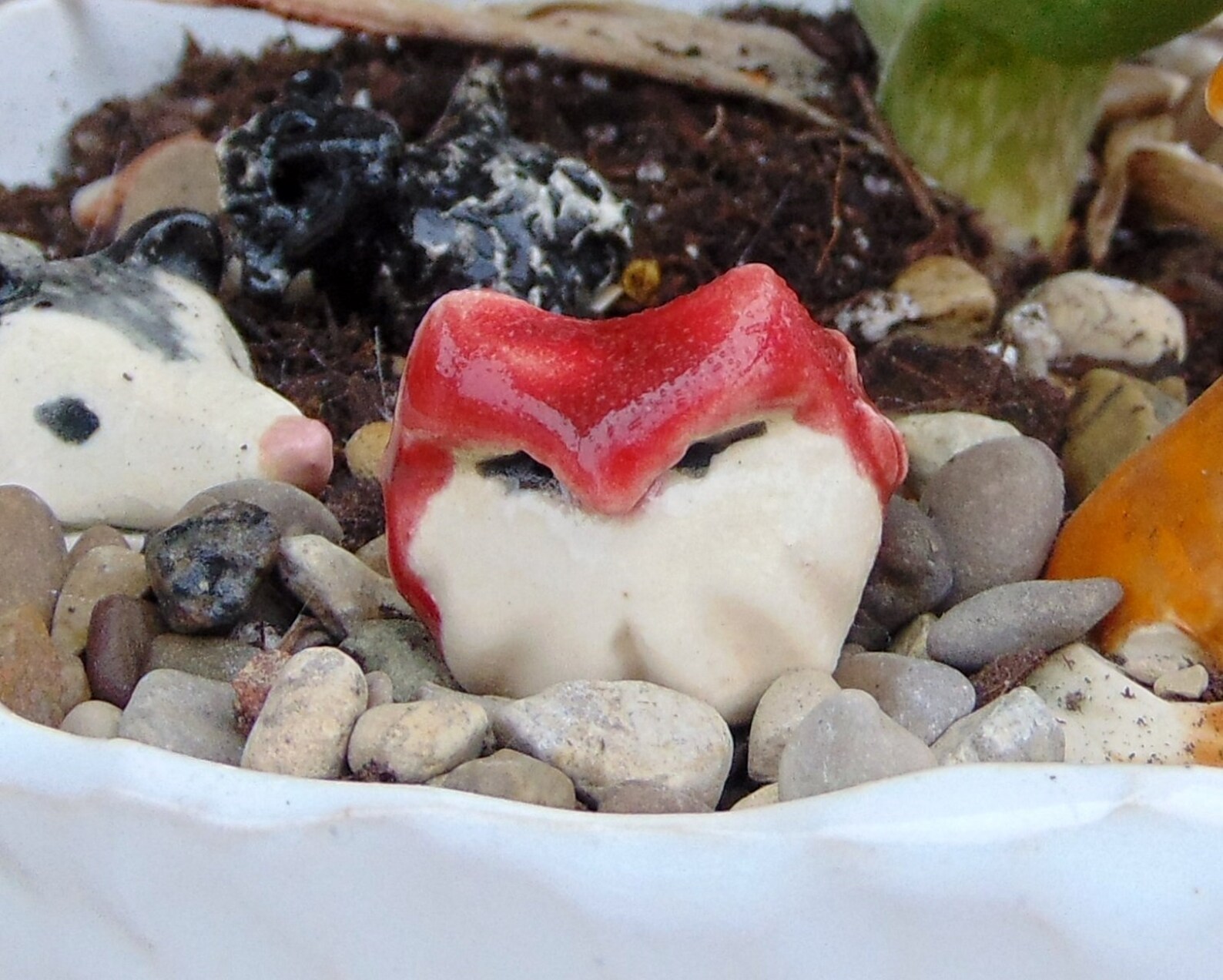 Red Owl Terrarium Figurines (set of 3) - Ceramic Owl Miniature ...