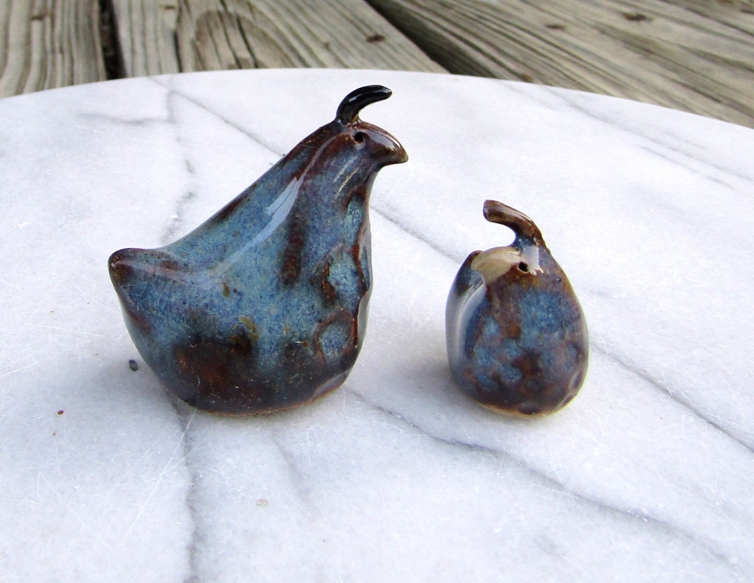Quail Family Miniature Terrarium Ceramic Figurines Pottery Quail Clay ...