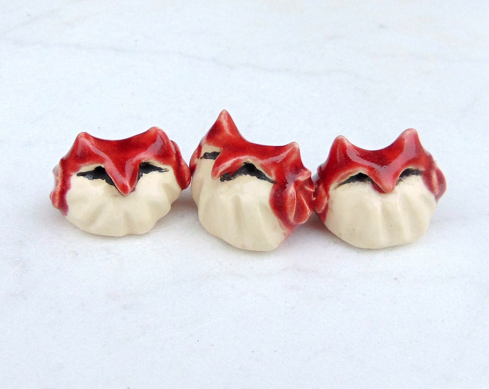 Red Owl Terrarium Figurines (set of 3) - Ceramic Owl Miniature ...