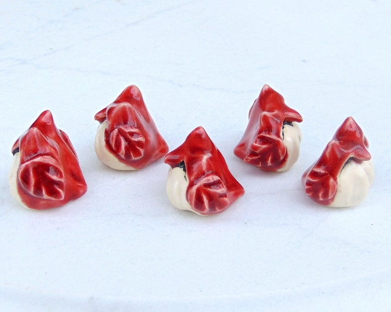 Red Owl Terrarium Figurines (set of 3) - Ceramic Owl Miniature ...