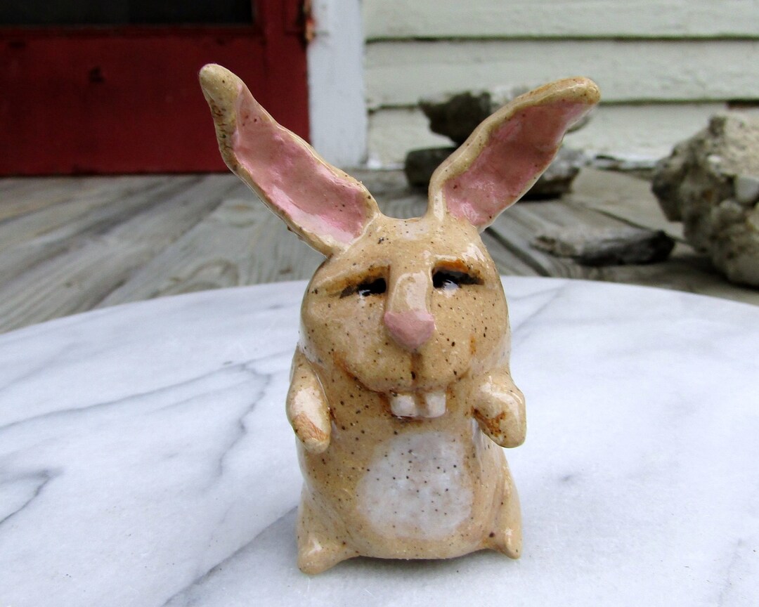 Cotton Tail Rabbit Sculpted From Stoneware Pottery Clay - Terrarium ...