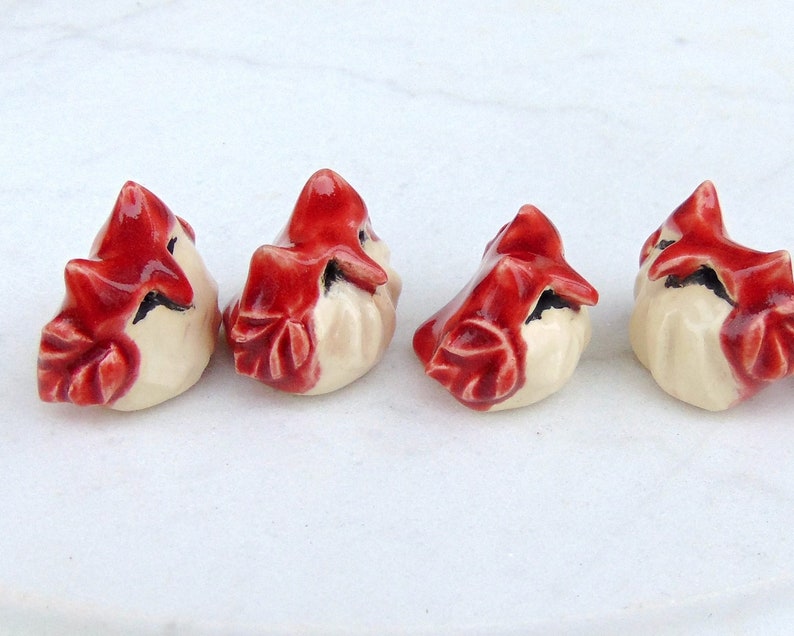 Red Owl Terrarium Figurines (set of 3) - Ceramic Owl Miniature ...