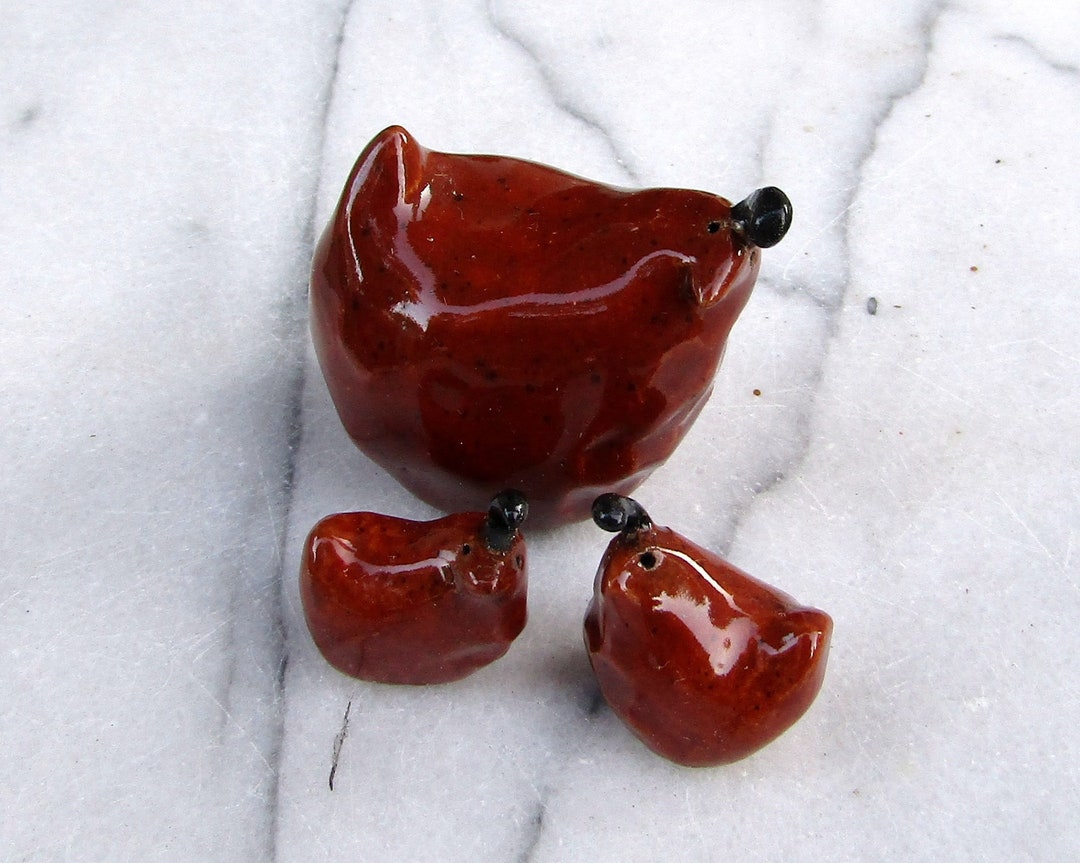 Quail Family - Miniature Terrarium - Ceramic Figurines - Pottery Quail ...