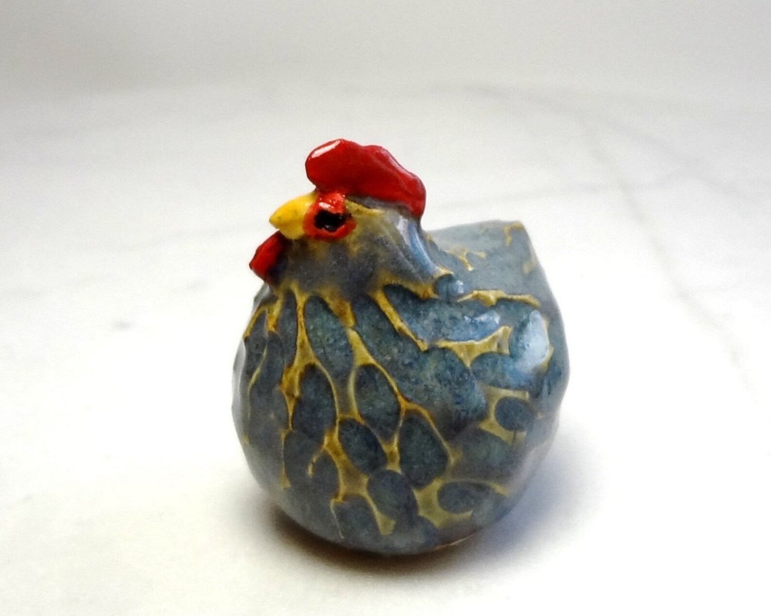 Chicken Ceramic Miniature Blue Chicken Terrarium Figurine | Etsy