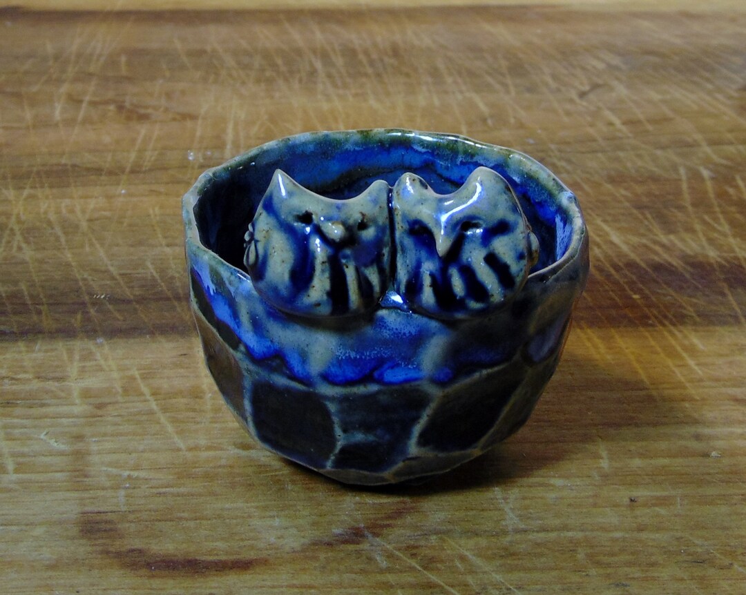 Small Wheel Thrown Pottery Bowl With Two Hoot Owls - Sugar Packet ...