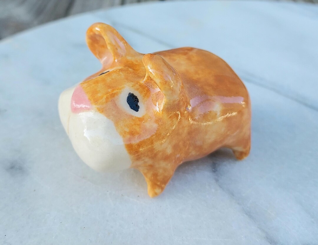 Orange and White Miniature Hamster - Terrarium Ceramic Figurine ...