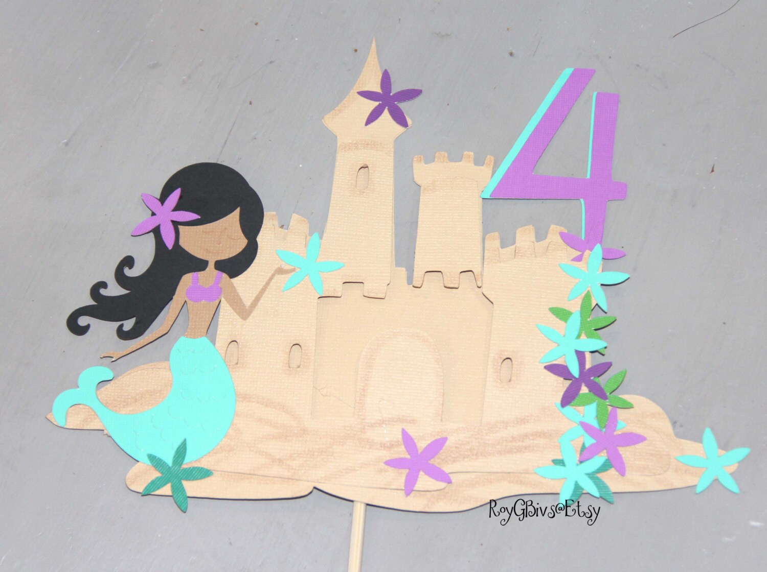 Mermaid and Sand Castle Cake Topper - Etsy