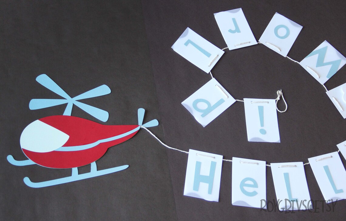 Helicopter Flying Birthday Banner Personalized - Etsy