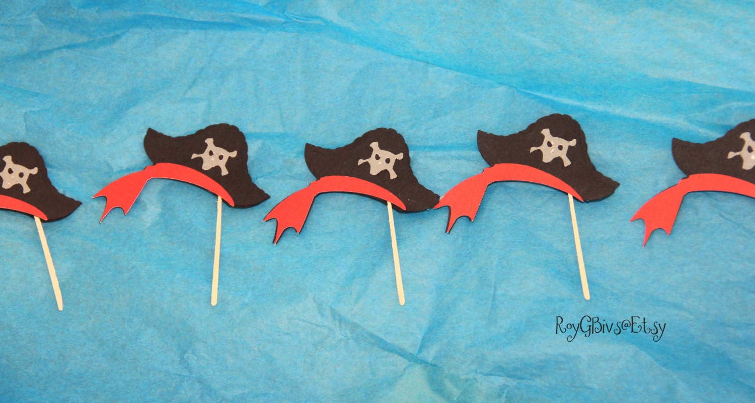 Pirate Hat Cupcake Toppers Pirate Birthday | Etsy