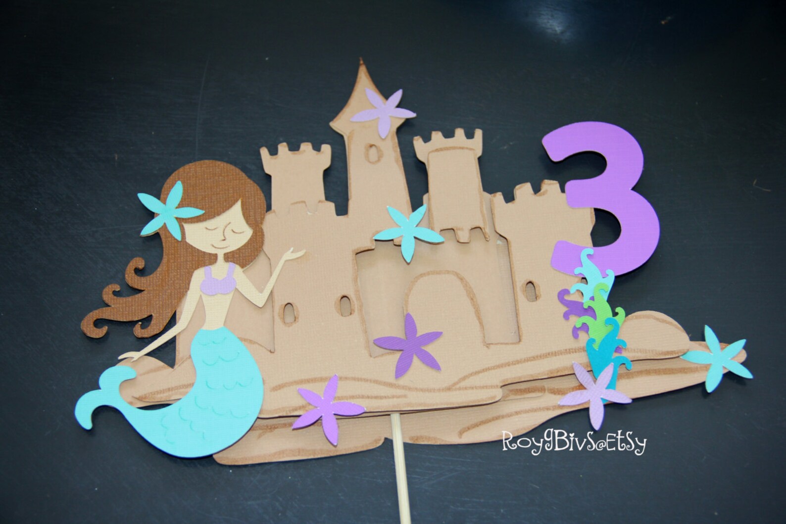 Mermaid and Sand Castle Cake Topper - Etsy