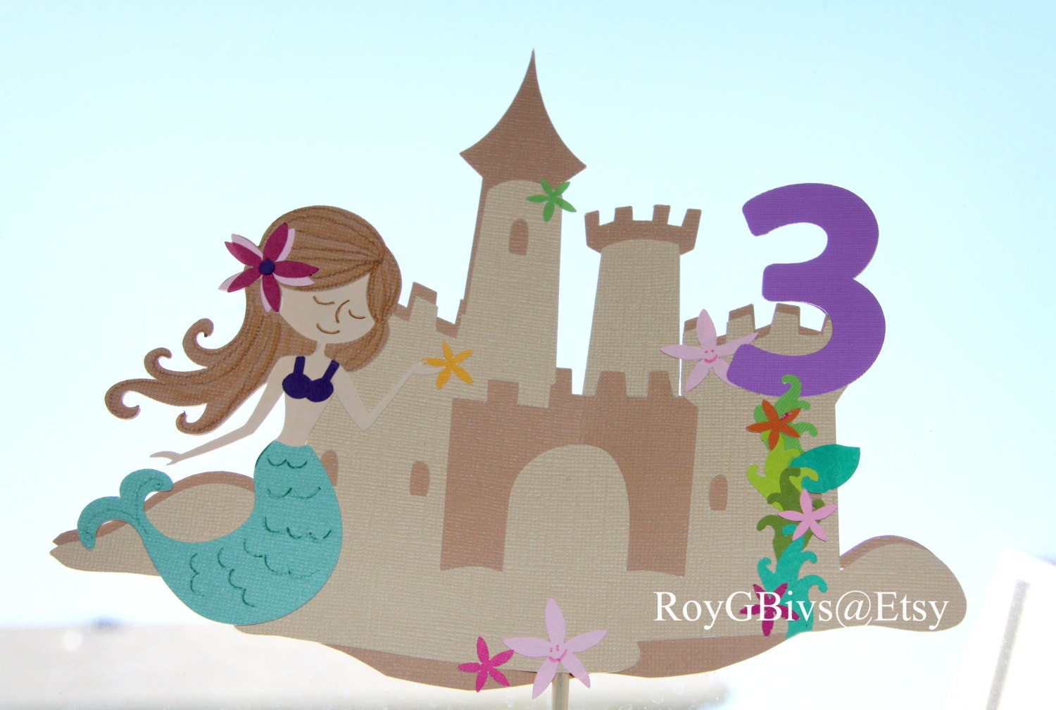 Mermaid and Sand Castle Cake Topper - Etsy