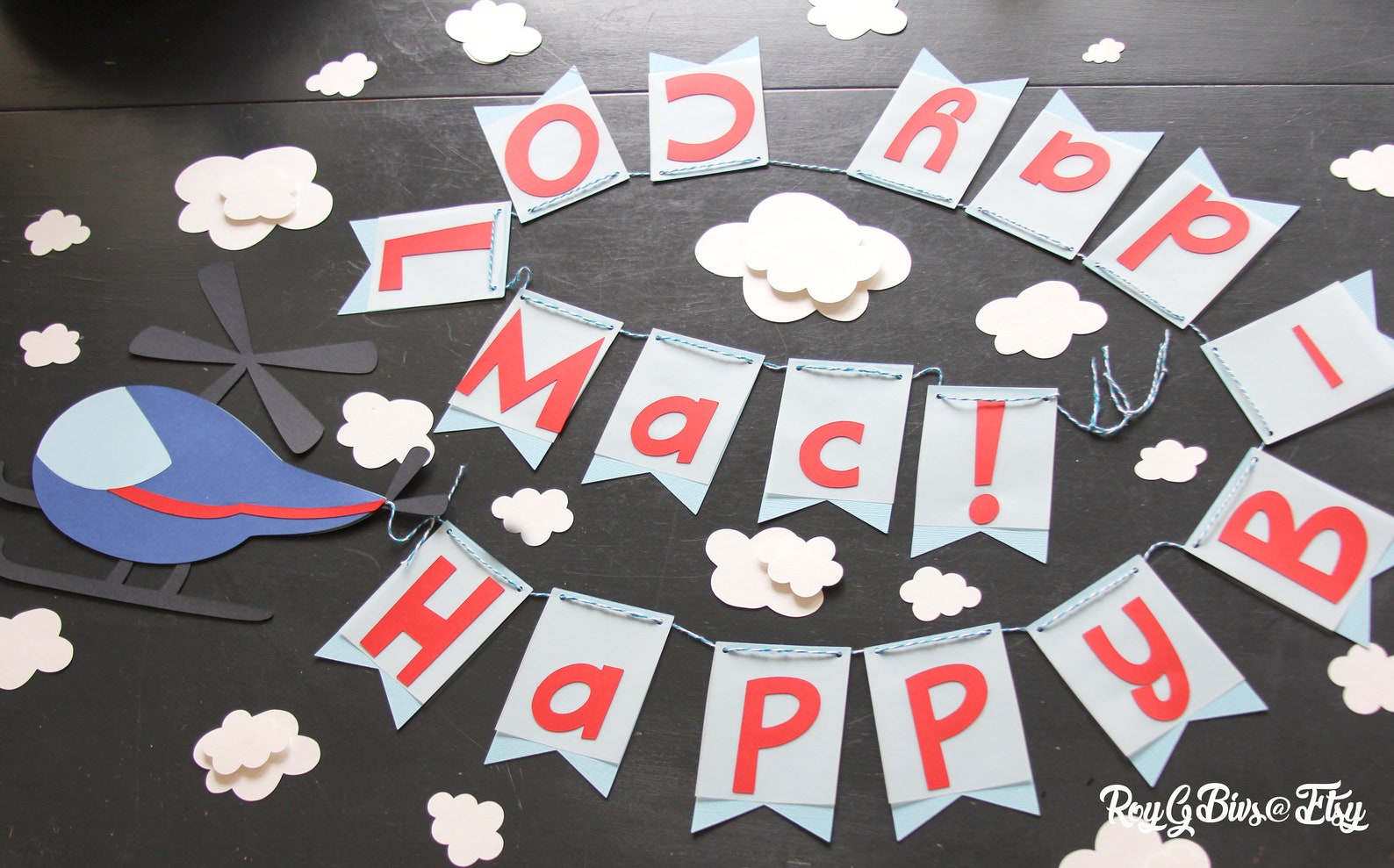 Helicopter Flying Birthday Banner Personalized - Etsy