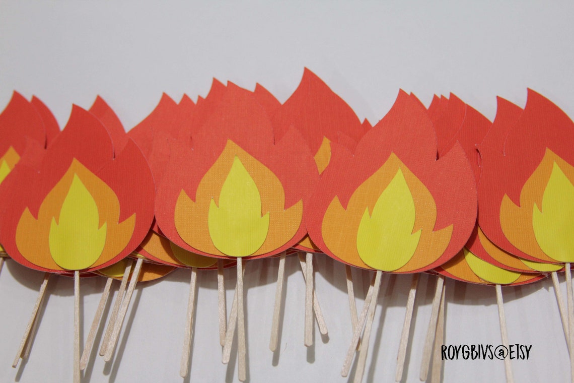 Fire Flame Cupcake Toppers - Etsy