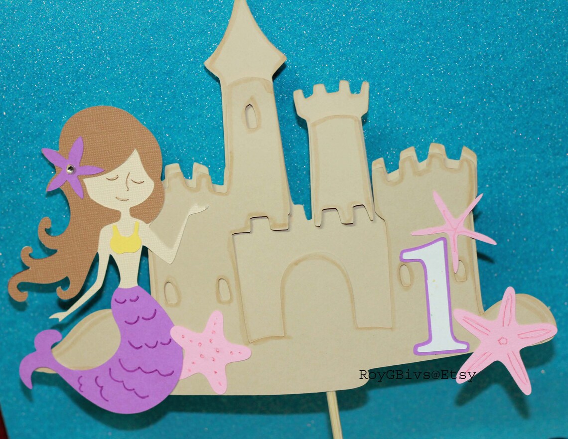 Mermaid and Sand Castle Cake Topper - Etsy