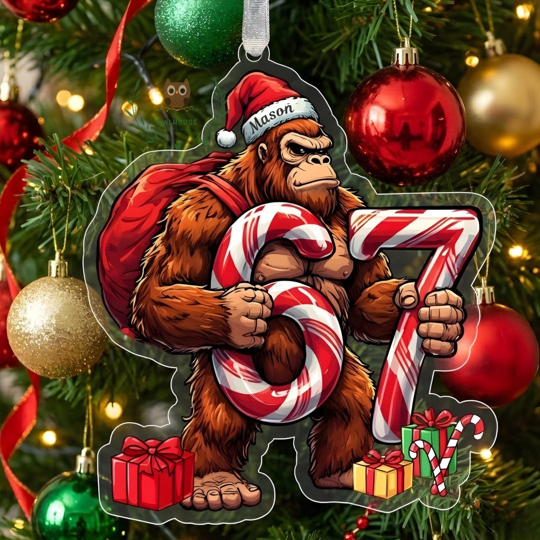 Custom Bigfoot 67 Ornament, Custom Acrylic Candy Cane Decor ...