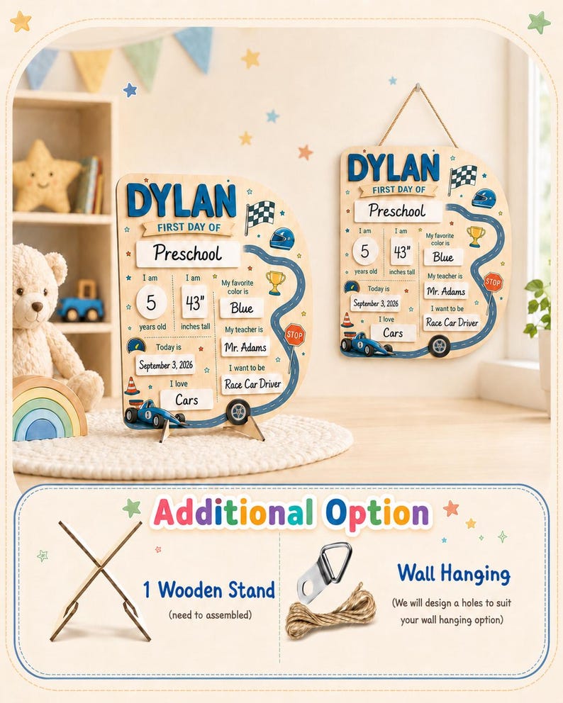 Reusable First Day of School Sign, Custom Name School Board, Dry Erase ...