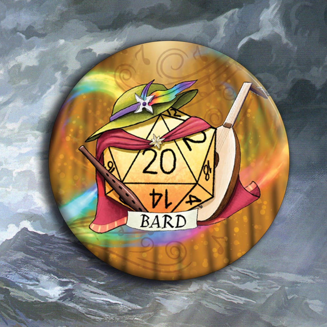 Dnd Bard Class Badge: Handmade D20 Pin (38mm) - Etsy Australia