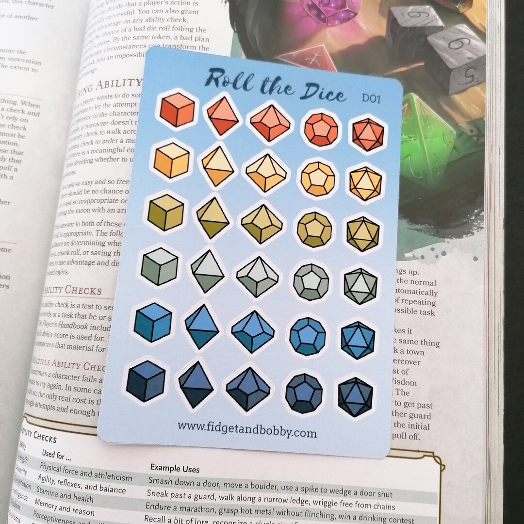 Roll the Dice Dnd Sticker Sheet 6x4 - Journal Stickers - Planner ...