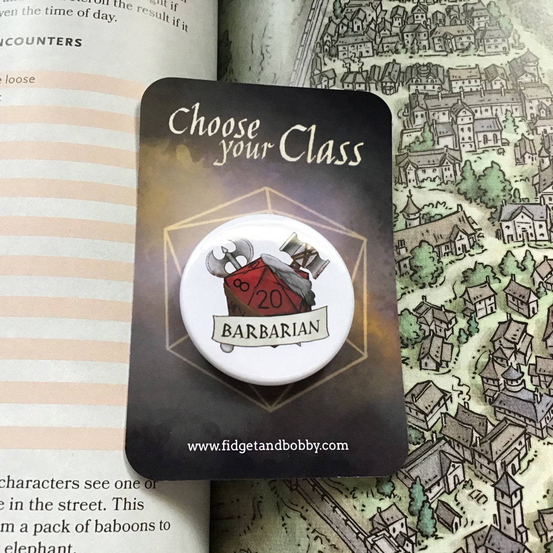 Dnd Barbarian Badge Barbarian Class Pin Badge 38mm Badge D20 Critical ...