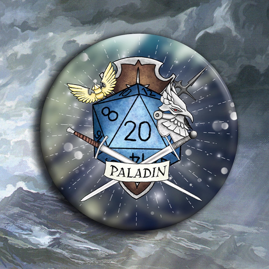 Dnd Paladin Class Badge: Handmade D20 Pin (38mm) - Etsy