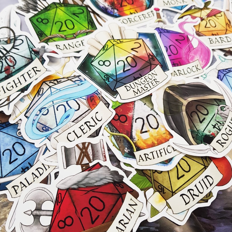 Set of 15 Class Stickers for Dnd All Base Classes Plus - Etsy