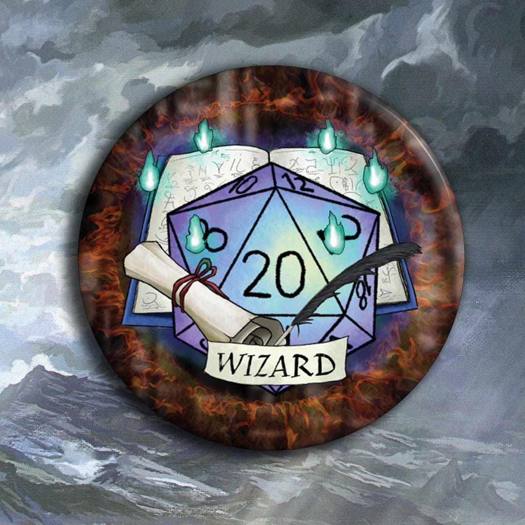 Dnd Wizard Badge - Wizard Class Pin Badge - 38mm Badge - D20 Critical ...