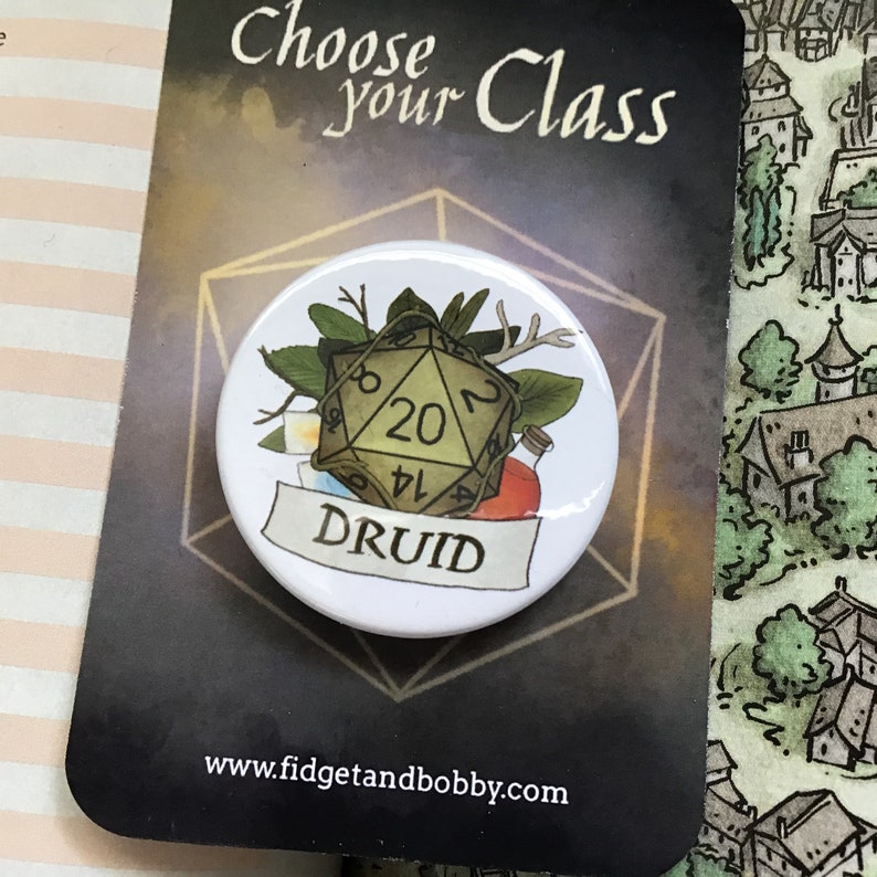 Dnd Druid Badge Druid Class Pin Badge 38mm Badge D20 - Etsy