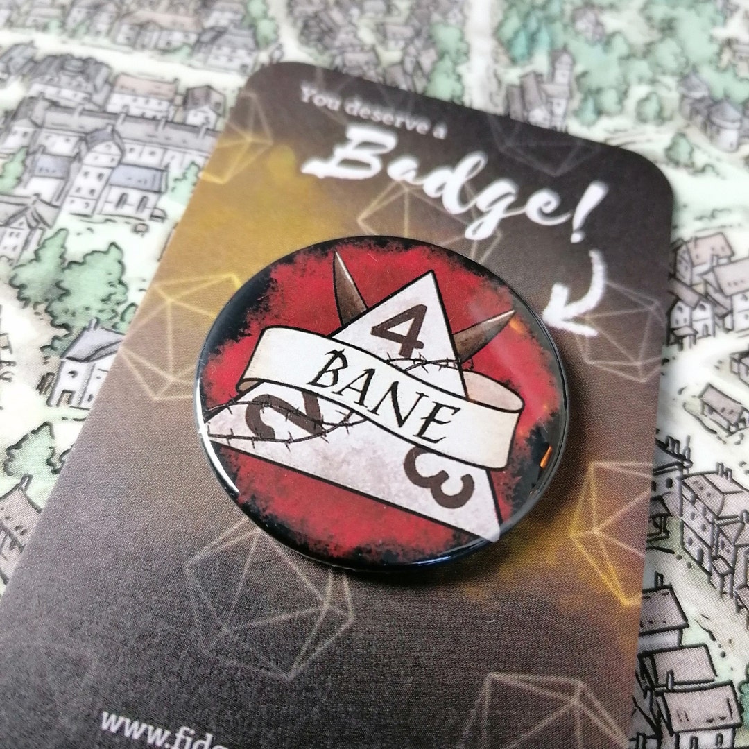 Dnd Bane D4 38mm Pin Badge Dungeons and Dragons Badge - Etsy