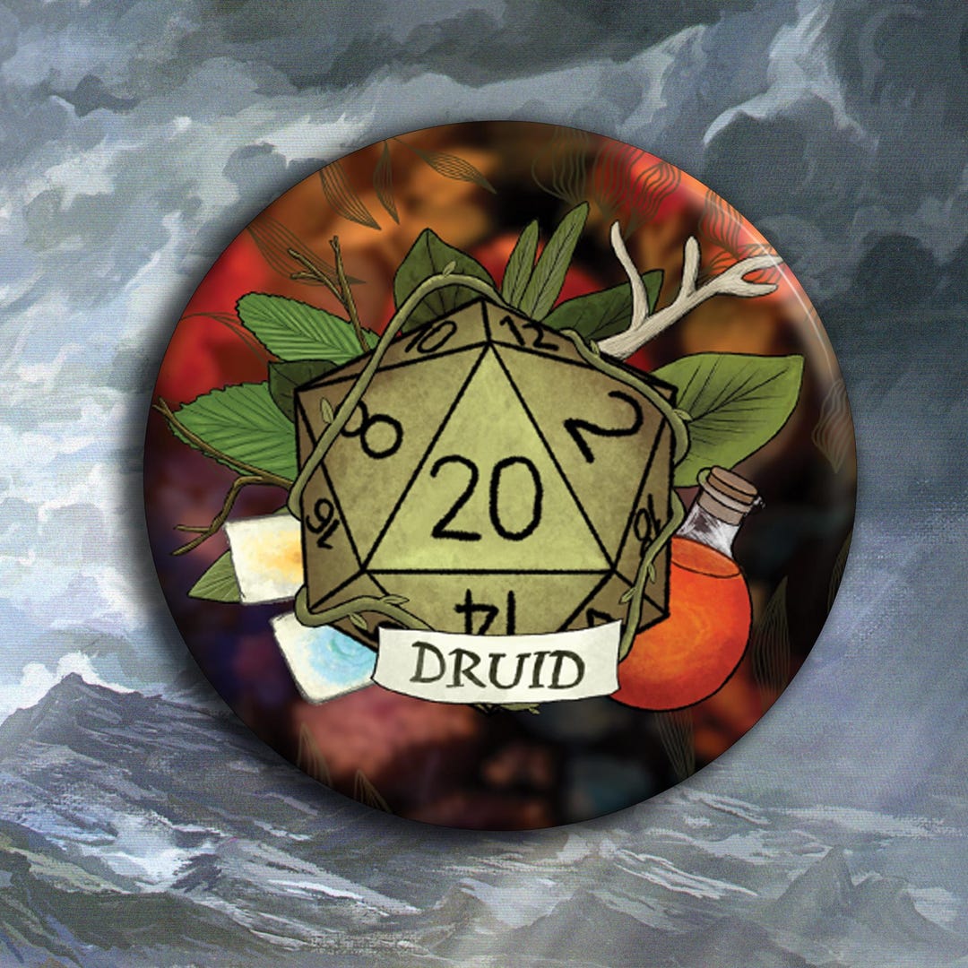 Dnd Druid Class Badge: Handmade D20 Pin (38mm) - Etsy