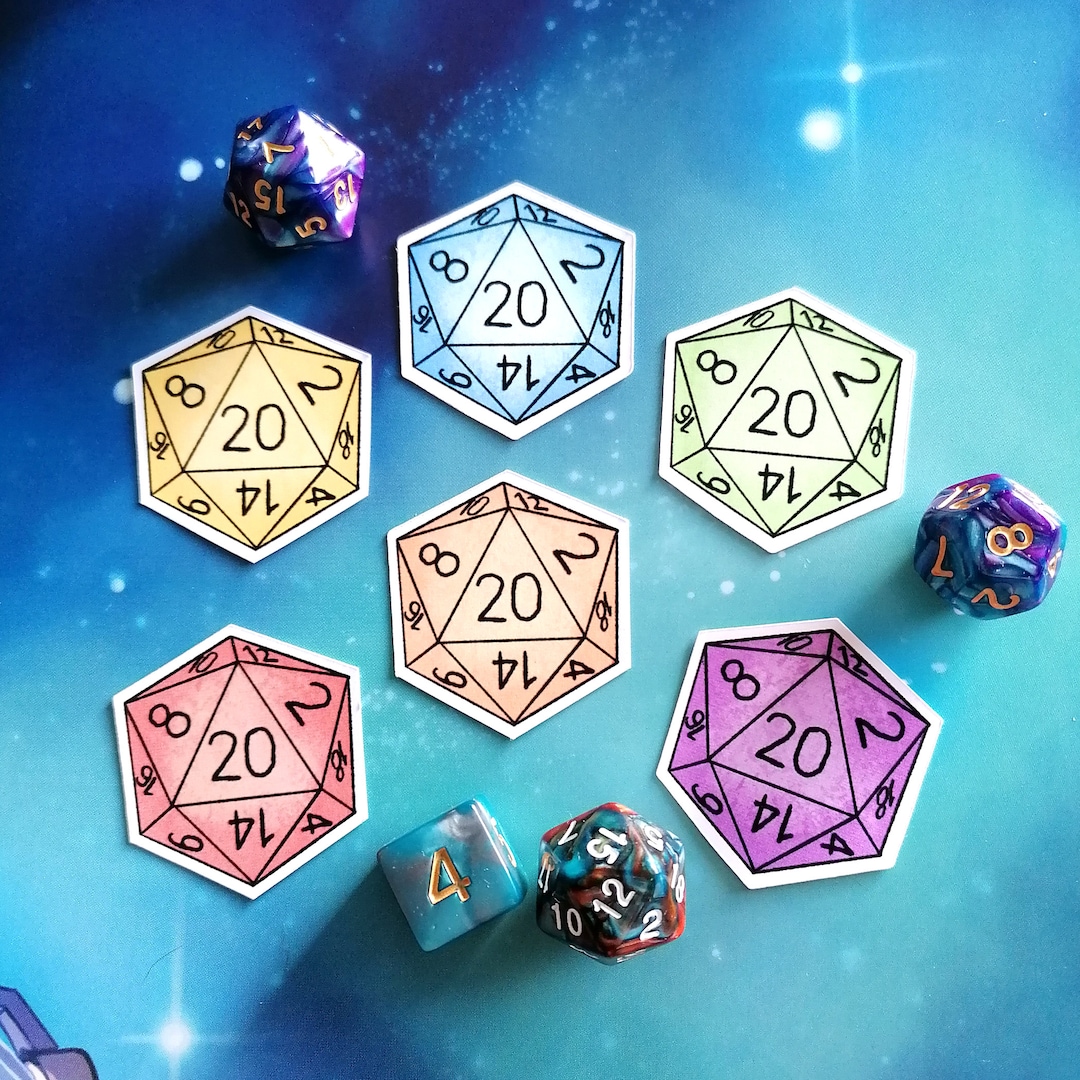 D20 Dice Sticker Set - PASTEL - Dnd Sticker - Dungeons and Dragons - Etsy