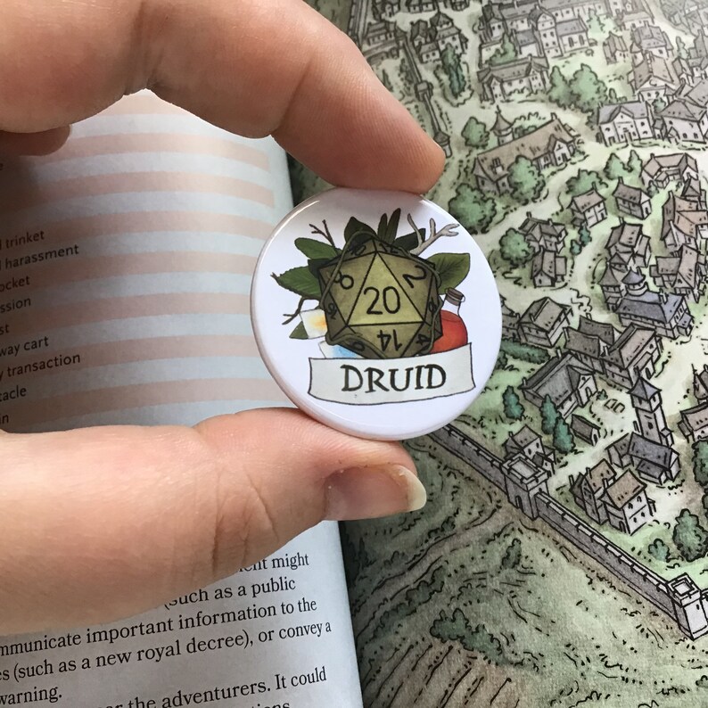 Dnd Druid Badge Druid Class Pin Badge 38mm Badge D20 - Etsy