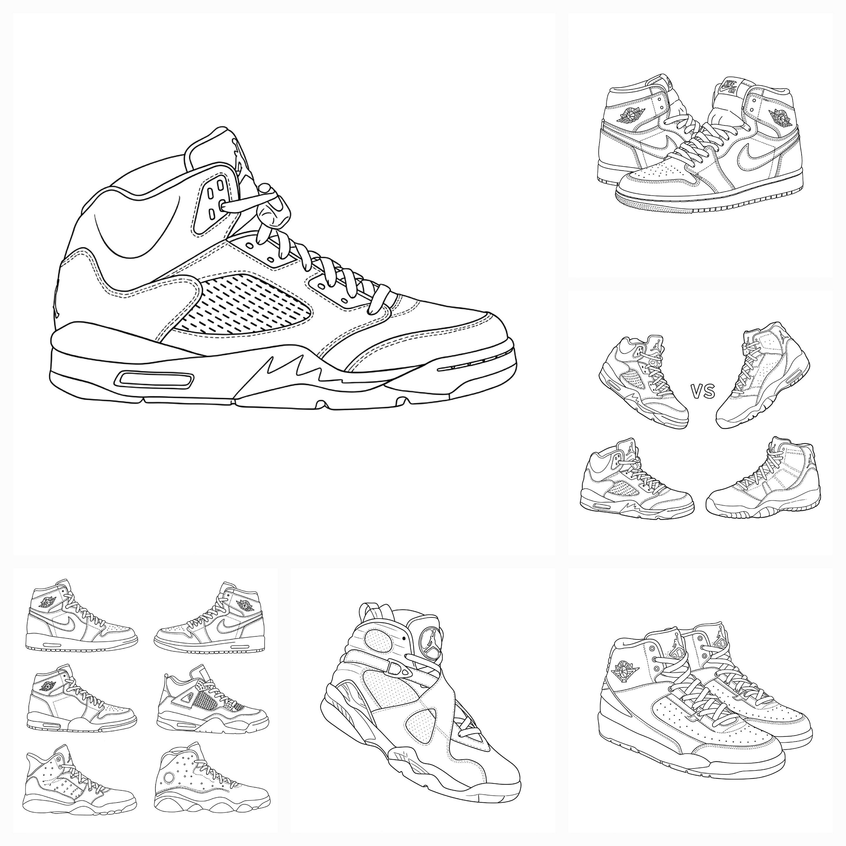 Jordan Sneaker Colouring 20 Pages PDF - Etsy
