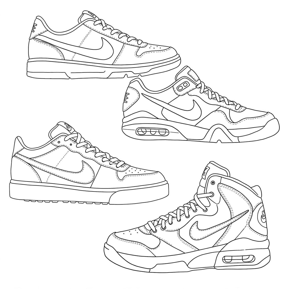20 Sneaker Colouring Pages PDF - Etsy