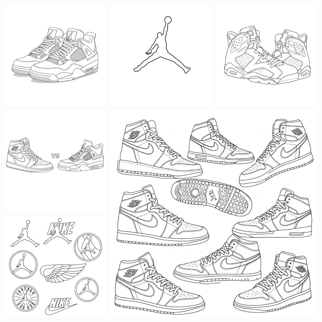 Jordan Sneaker Colouring 20 Pages PDF - Etsy