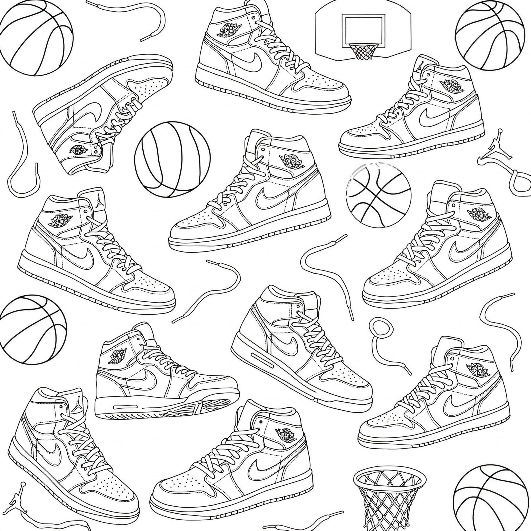 Jordan Sneaker Colouring 20 Pages PDF - Etsy