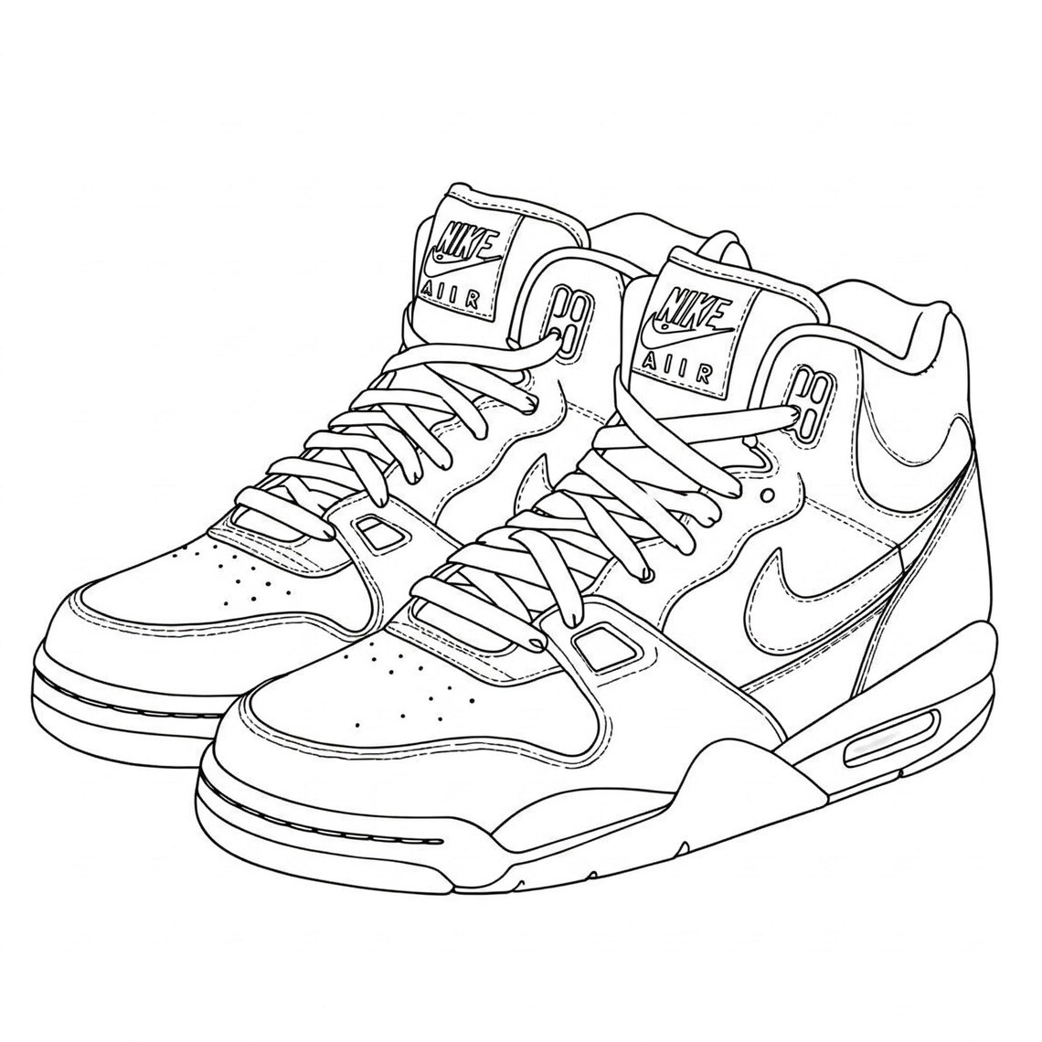 20 Sneaker Colouring Pages PDF - Etsy